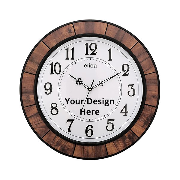 Buy White with Brown Panel Customized 18" Round Shape Wooden Look Jumbo ...