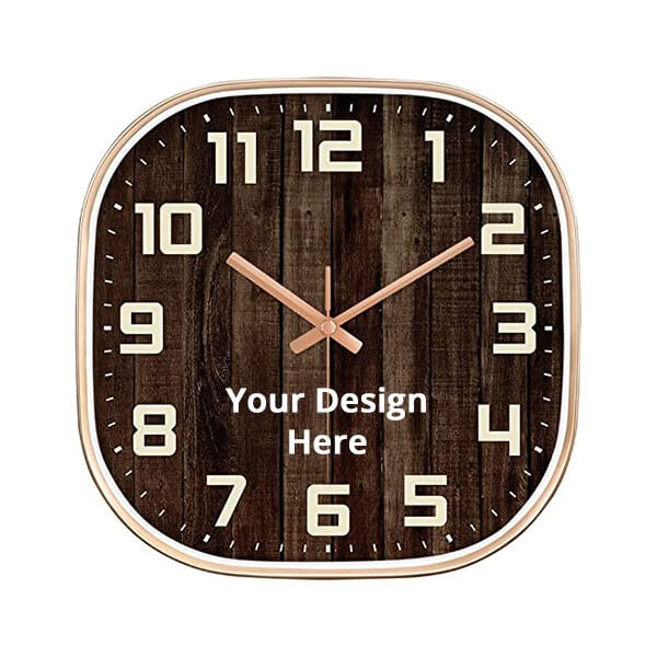 Buy Brown Customized Non Ticking Silent Quartz Wall Clock for Bedroom ...