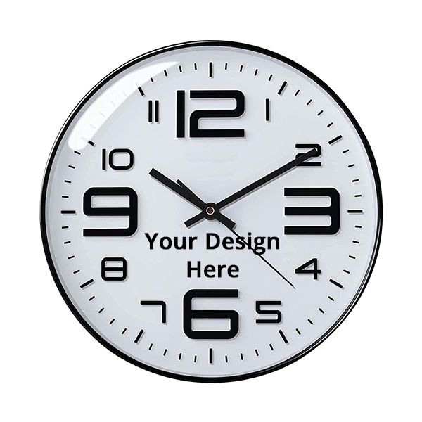 Buy White With Black Panel Customized Wall Clock 12" Silent Quartz ...