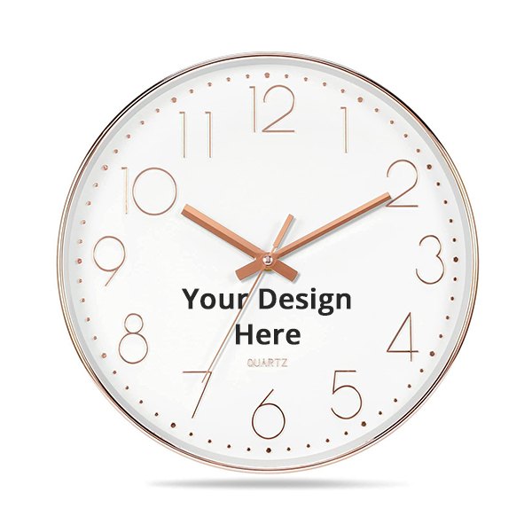 Buy Rose White Customized Wall Clock 12" Silent Quartz Wall Clock Non ...