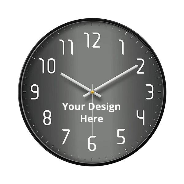 Buy Grey Customized Wall Clock 12" Silent Quartz Decorative Wall Clock ...