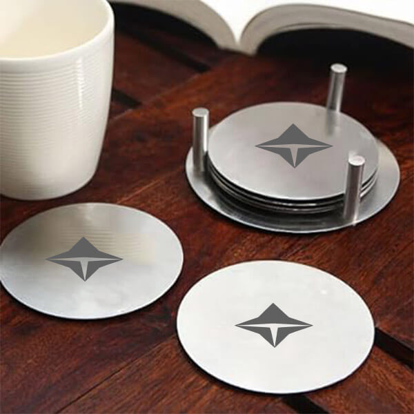 Buy Silver Customized Stainless Steel Round Coaster Set of 6 | yourPrint