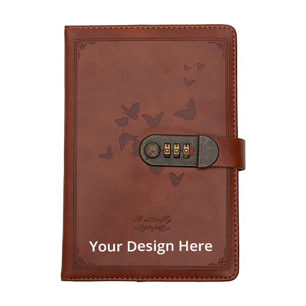 Buy Brown Customized Diary with Number Combination Lock (22x15 cm, 230 ...