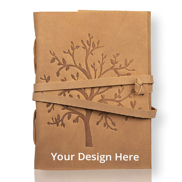 Buy Brown Customized Embossed Tree Leather Notepad 7x5 Inches Online ...