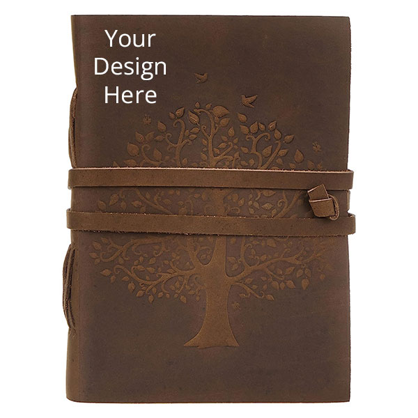 Buy Dark Brown Customized Leather Diary Embossed with a Tree Design ...