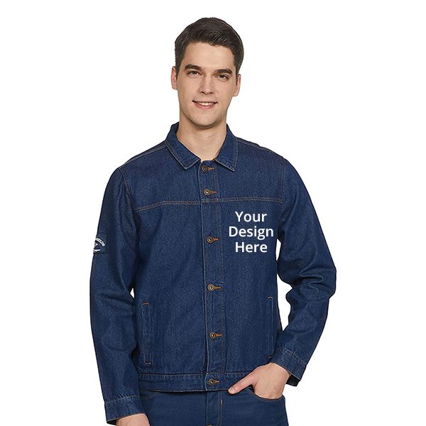 Buy Blue Customized Men's Cotton Denim Jacket | yourPrint