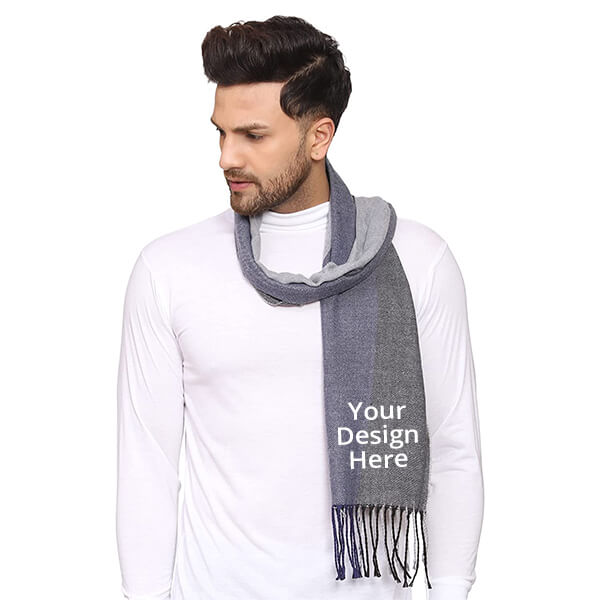 Buy White-Grey Customized Muffler Online | yourPrint