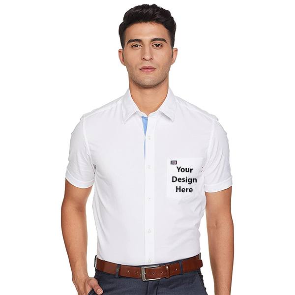 Buy White Customized Men's Solid Slim Shirt | yourPrint