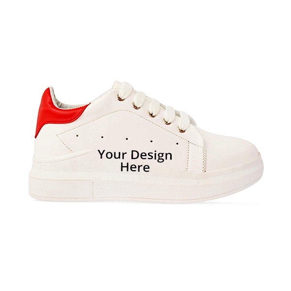 Buy White Red Customized Canvas Sneaker Shoes for Women Online | yourPrint