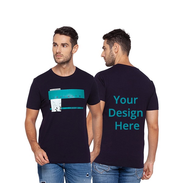 Buy Navy Blue Customized Infinite Text Design Graphic Printed T-Shirt ...