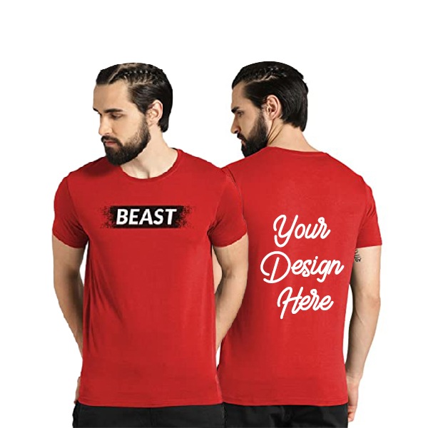 Buy Red Customized Men's Beast Graphic Printed T-Shirt | yourPrint