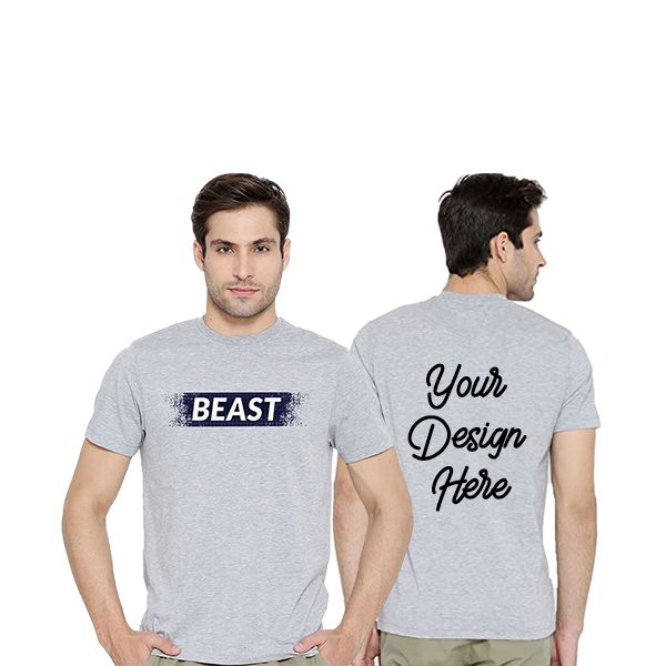 Buy Grey Customized Men's Beast Graphic Printed T-Shirt | yourPrint