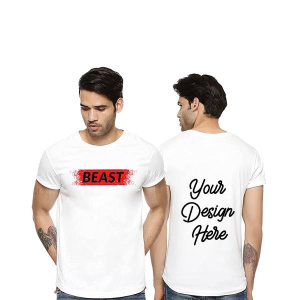 Buy White Customized Men's Beast Graphic Printed T-Shirt | yourPrint