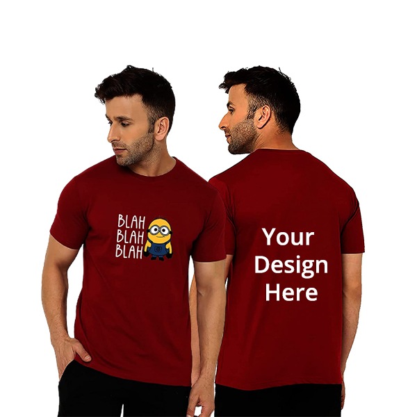 Buy Maroon Customized Blah Blah Blah Graphic Printed Cotton T-Shirt ...