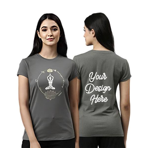 Buy Grey Customized Enamor Yoga Pose Design Graphic Printed T-Shirt for ...