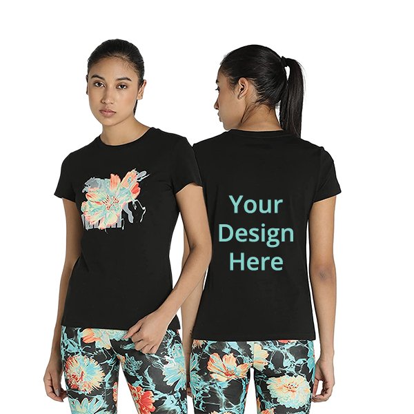 Buy Black Customized Puma Women's Regular Fit Graphic Printed T-Shirt ...