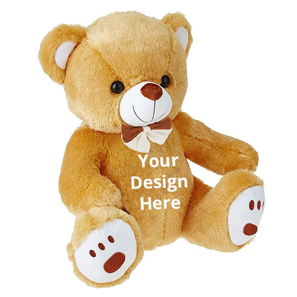 Buy Brown Customized Cute Sitting Teddy Bear Soft Toys with Neck Bow ...