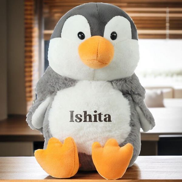 Buy Grey Customized Cute Penguin Soft Toy for Girls and Kids Size ...