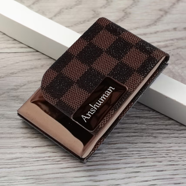 Buy Brown Customized Stylish Pocket Size Stainless Steel & Leather ...